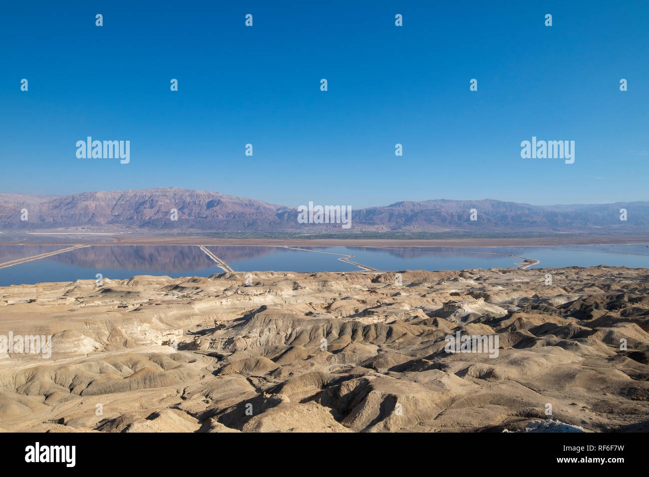 Dead Sea Works (DSW) evaporation pools. The mineral rich salt deposits are than collected and ...