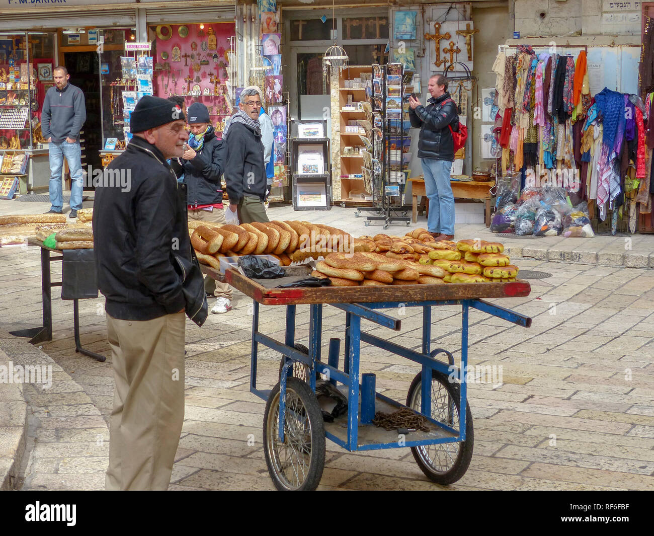 Israel, Jerusalem Sesame bread vendor Stock Photo - Alamy