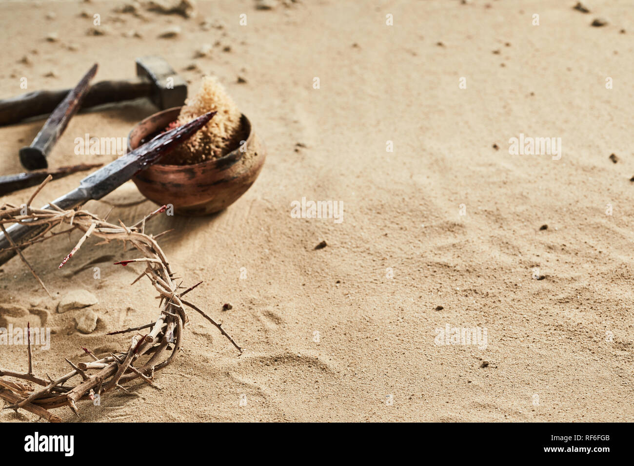 Spiritual background for Easter with copy space showing a natural crown ...