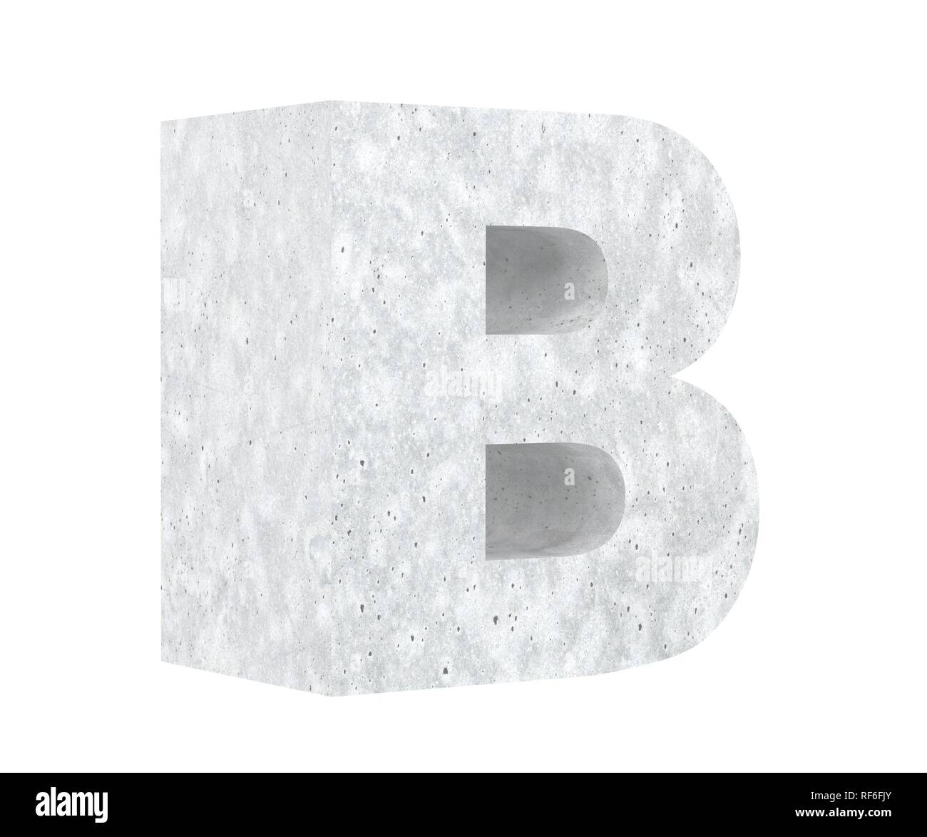 Concrete Capital Letter - B isolated on white background. 3D render ...
