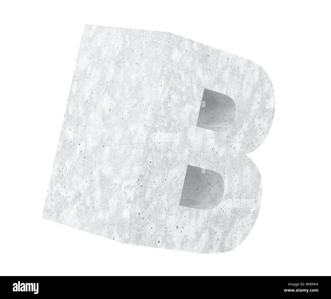 Concrete Capital Letter - B isolated on white background. 3D render ...
