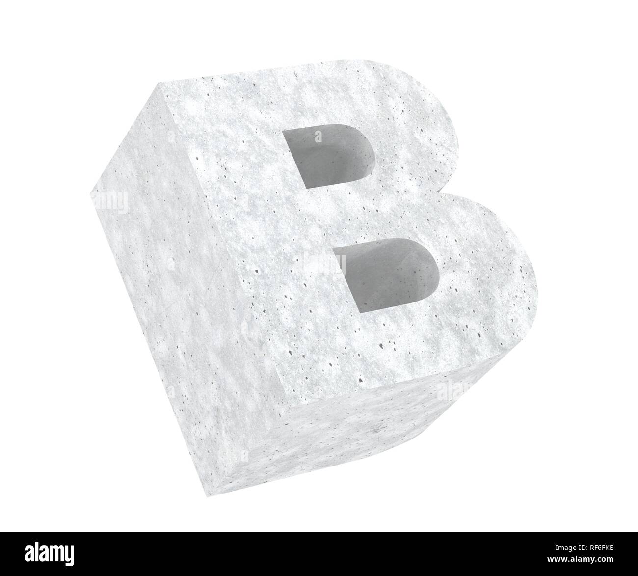 Concrete Capital Letter - B isolated on white background. 3D render ...