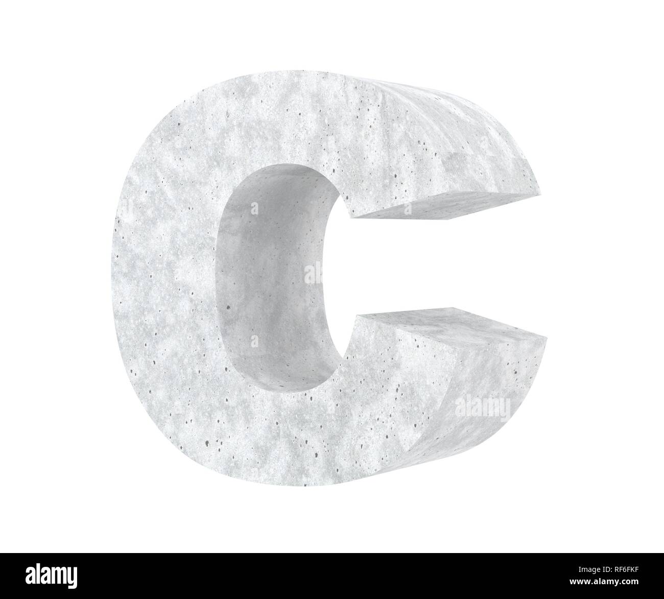 Concrete Capital Letter - C isolated on white background. 3D render ...