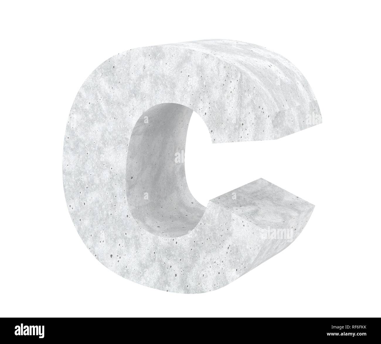 Concrete Capital Letter - C isolated on white background. 3D render ...