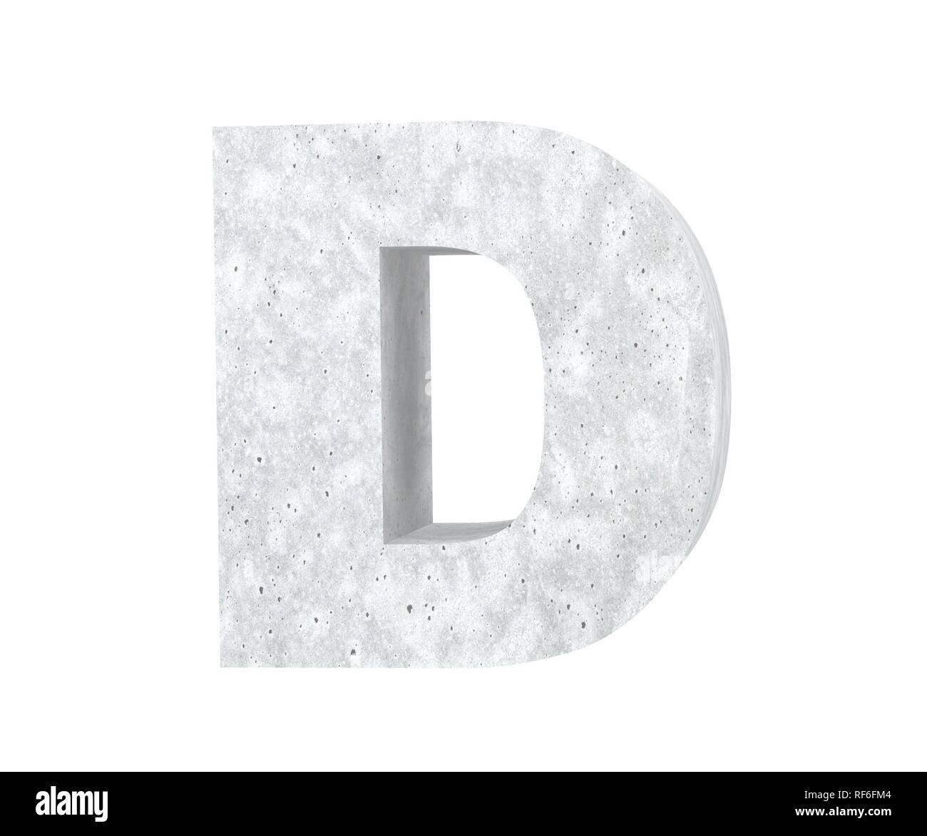 Concrete Capital Letter - D isolated on white background. 3D render ...