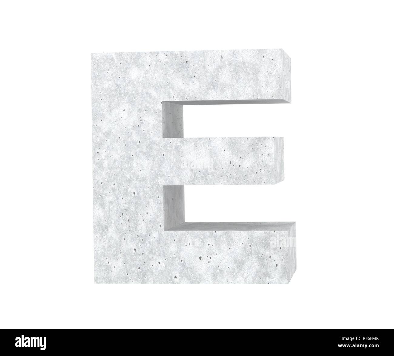 Concrete Capital Letter - E isolated on white background. 3D render ...