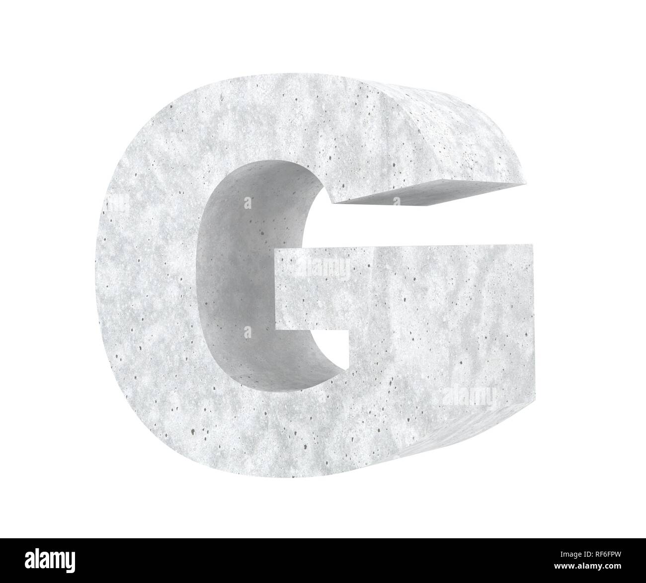 Concrete Capital Letter - G isolated on white background. 3D render ...