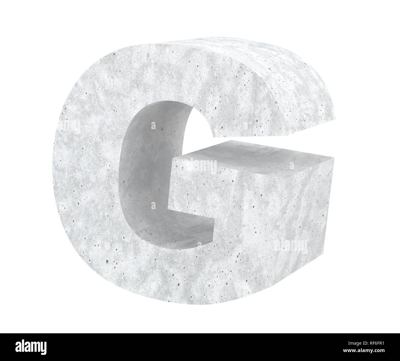 Concrete Capital Letter - G isolated on white background. 3D render ...