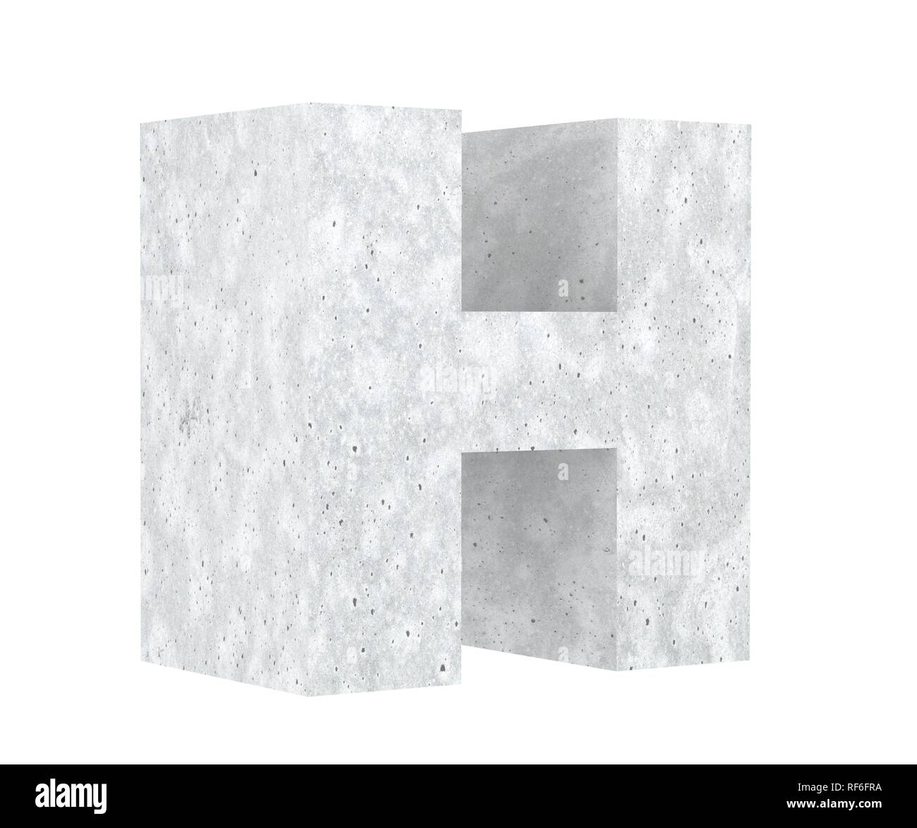 Concrete Capital Letter - H isolated on white background. 3D render ...