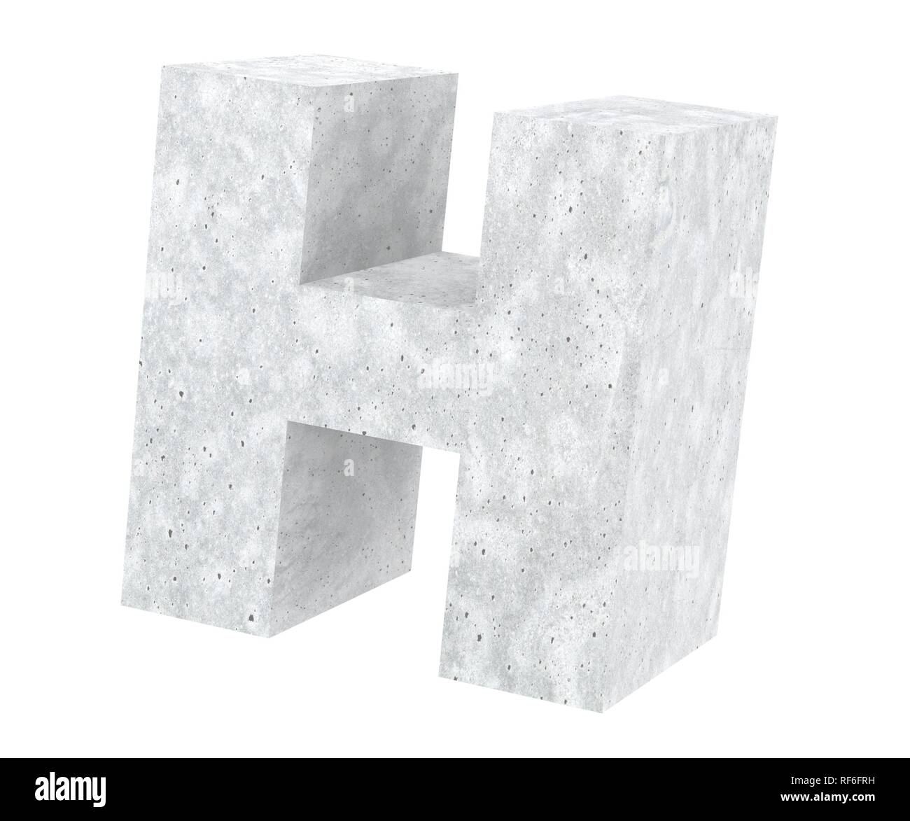 Concrete Capital Letter - H isolated on white background. 3D render ...