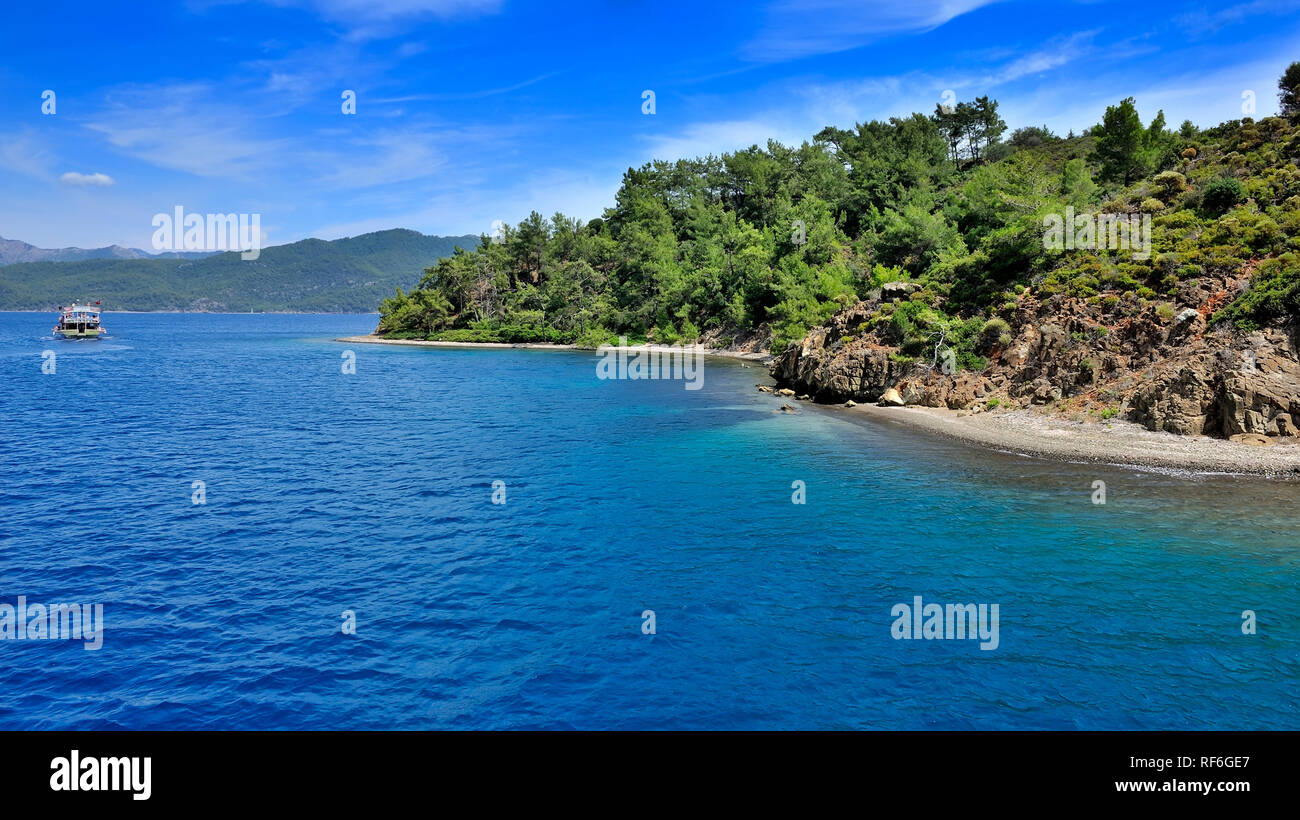 Beautiful seascape with rocky islands. Aegean sea. Turkey Stock Photo ...