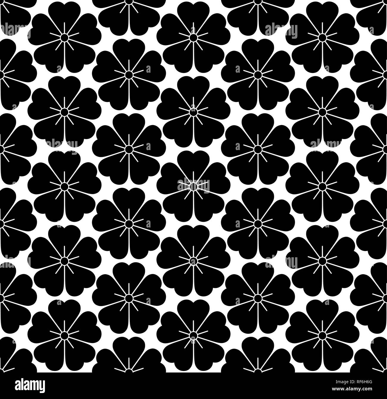 Seamless Flowers icons pattern isolated on white background. Vector ...