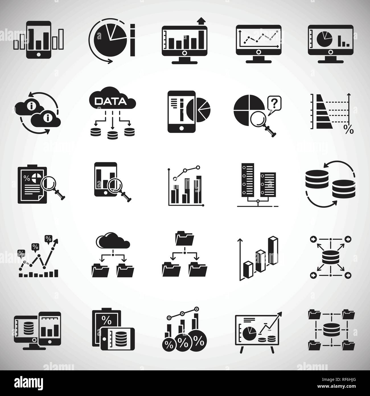 Data analysys icons set on white background for graphic and web design ...