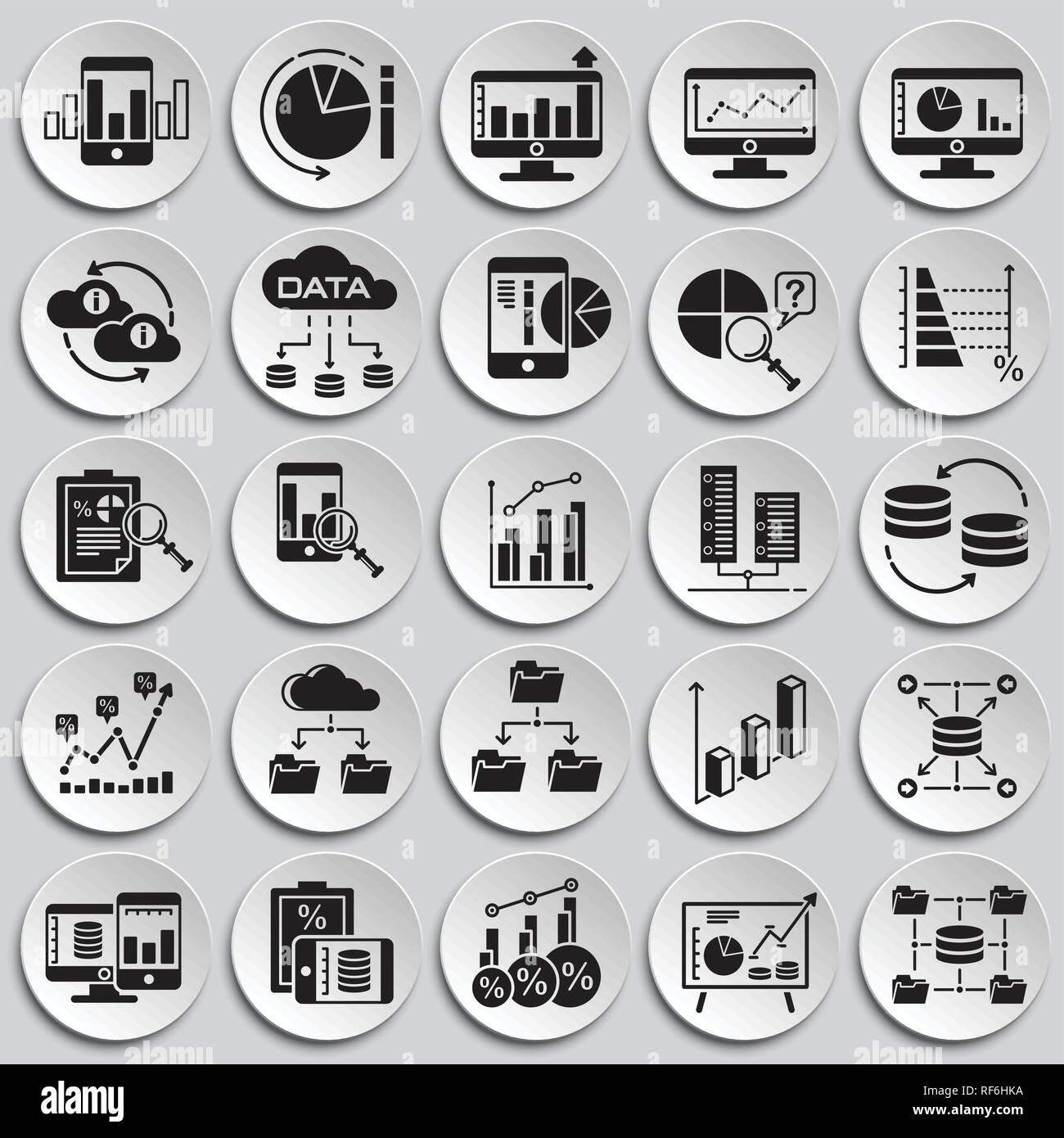 Data analysys icons set on paltes background for graphic and web design ...