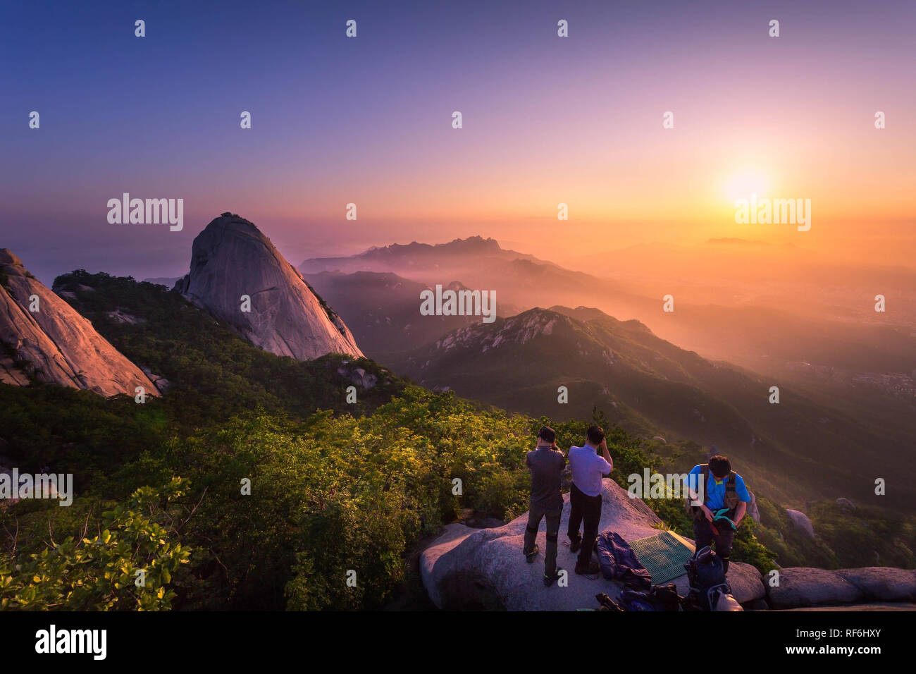 Landscape in korea, Sunrise at Bukhansan mountains , Seoul, South Korea ...