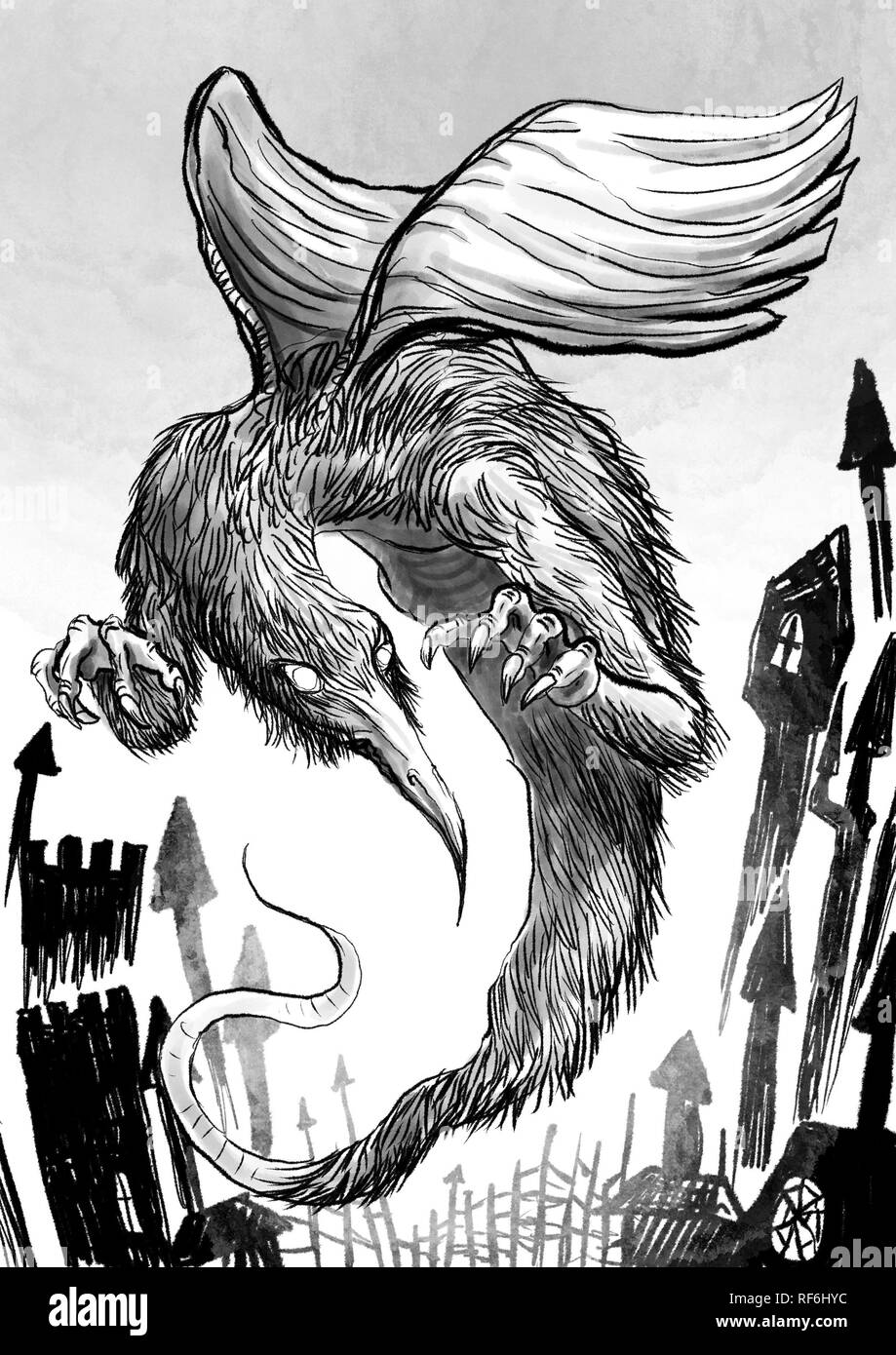 Creepy monstrous ghost illustration Stock Photo - Alamy