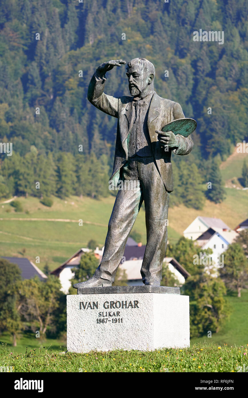 Statue of Ivan Grohar at Sorica, Gorenjska, Slovenia Stock Photo - Alamy