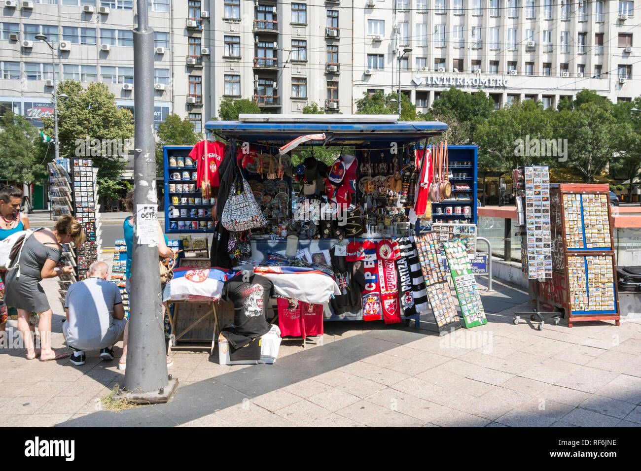 Souvenir stall at Terazije street in Belgrade, Serbia Stock Photo - Alamy