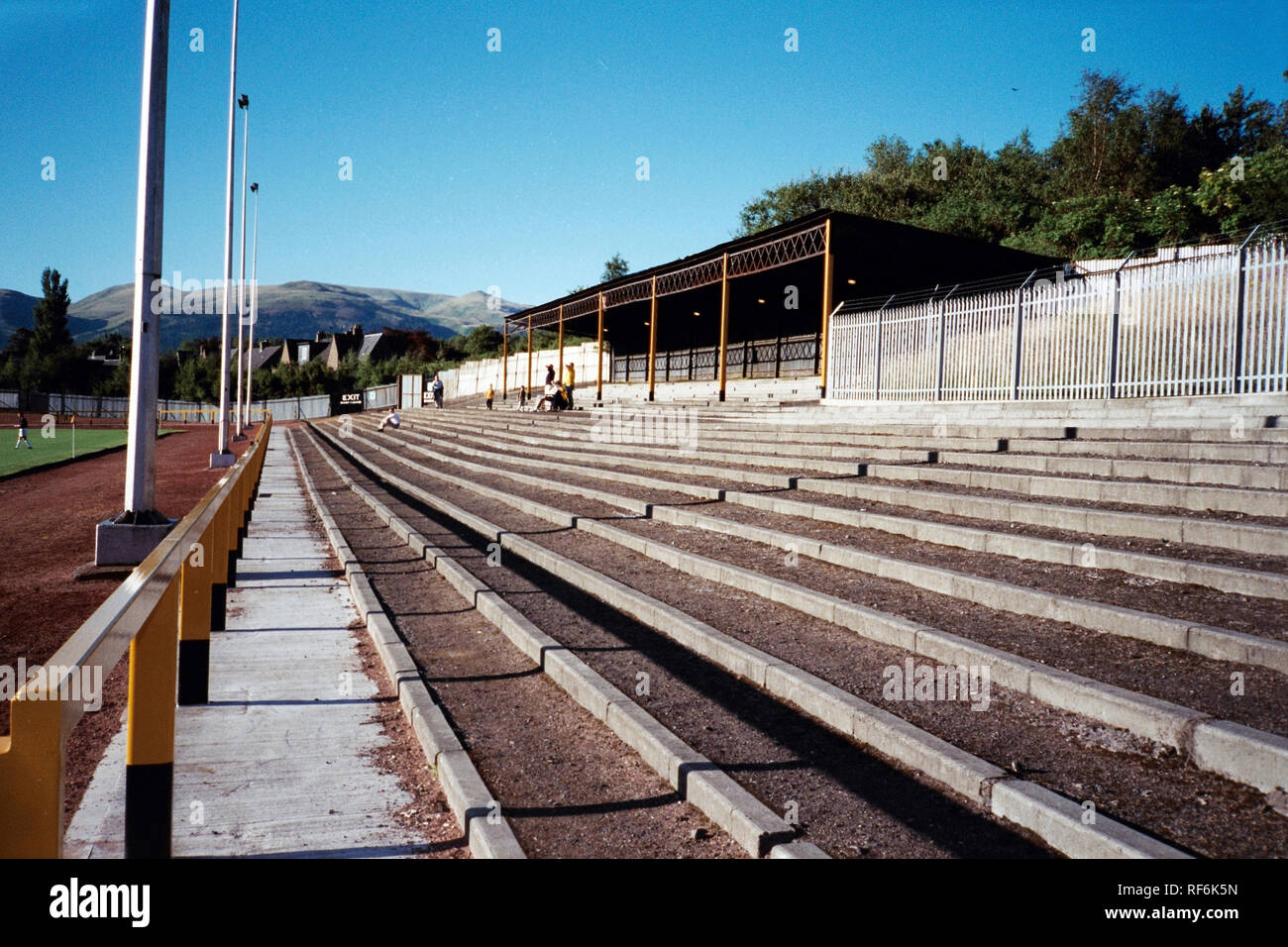 Terracing at Alloa Athletic FC Football Ground, Recreation Park, Alloa ...