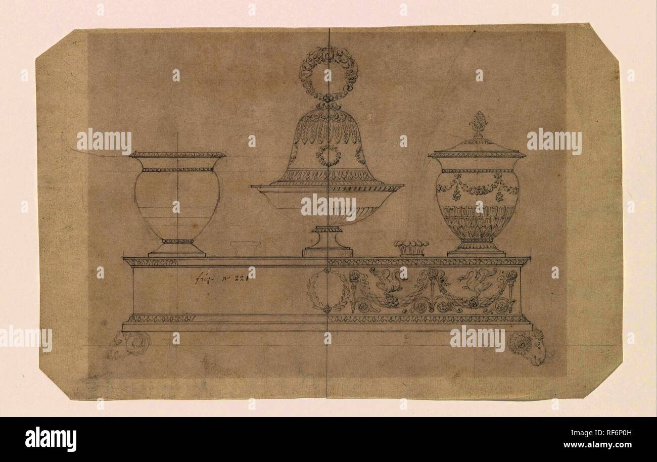 Design for an arrangement with a sand pot, a bell on a cup-shaped foot ...