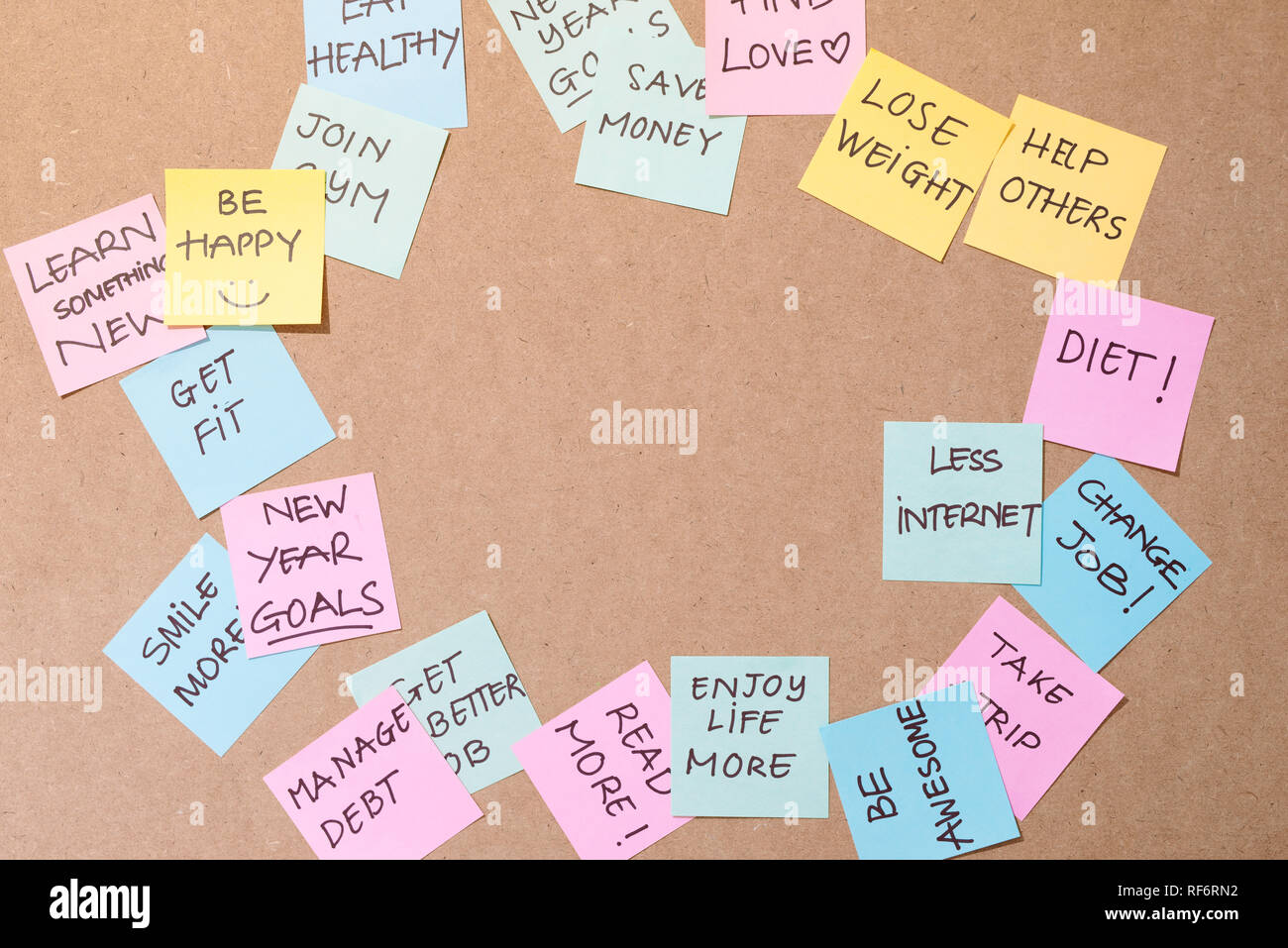 Colorful of notes with hand writing of positive attitude words Stock ...