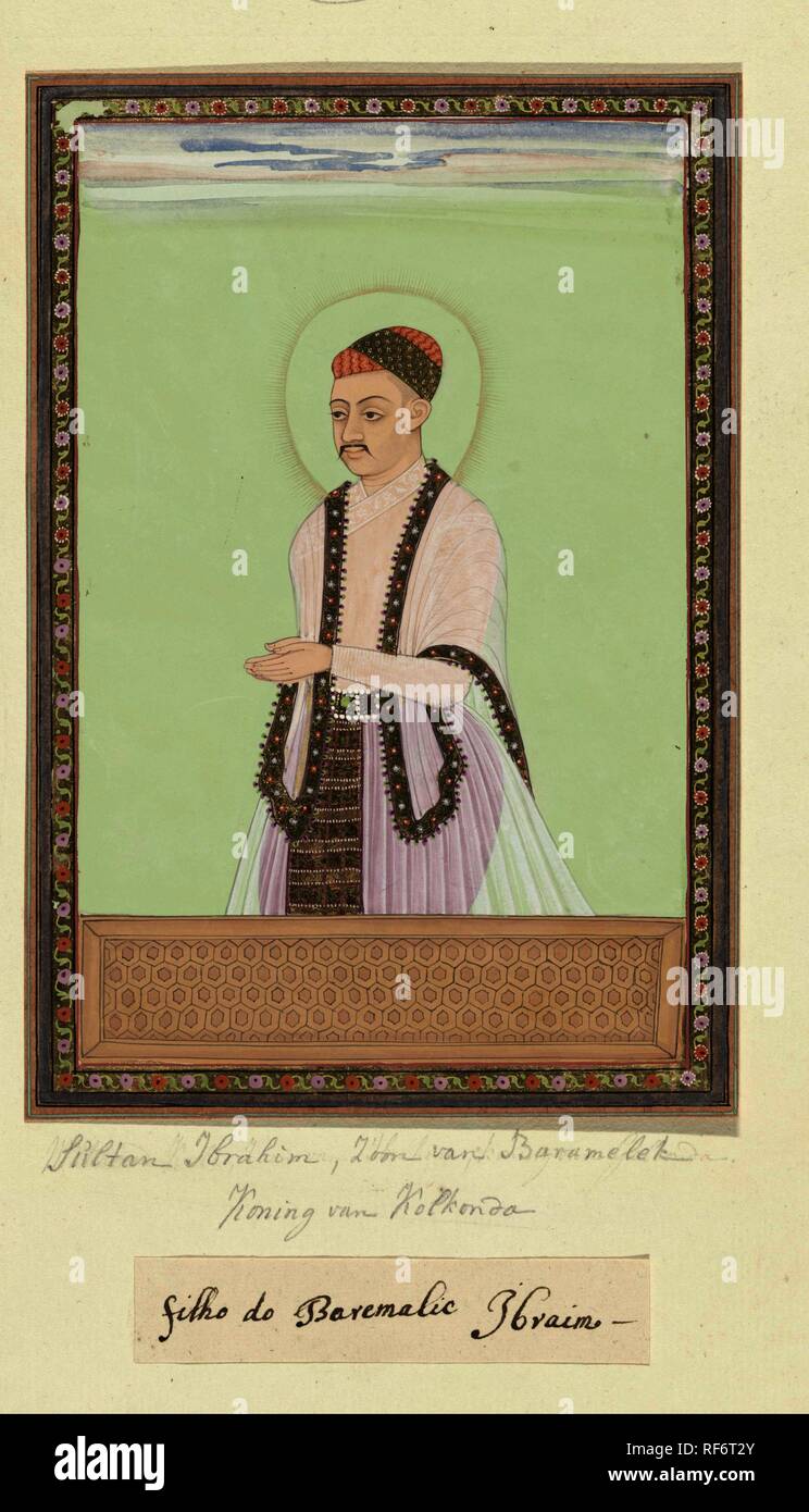 Portrait of Sultan Ibrahim, son of Bara Malik, reigned over Golconda ...