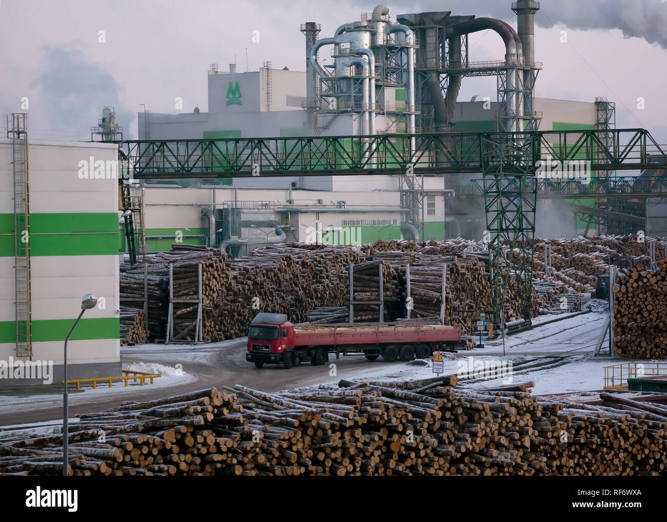 aerial top view of wood industry factory Stock Photo - Alamy