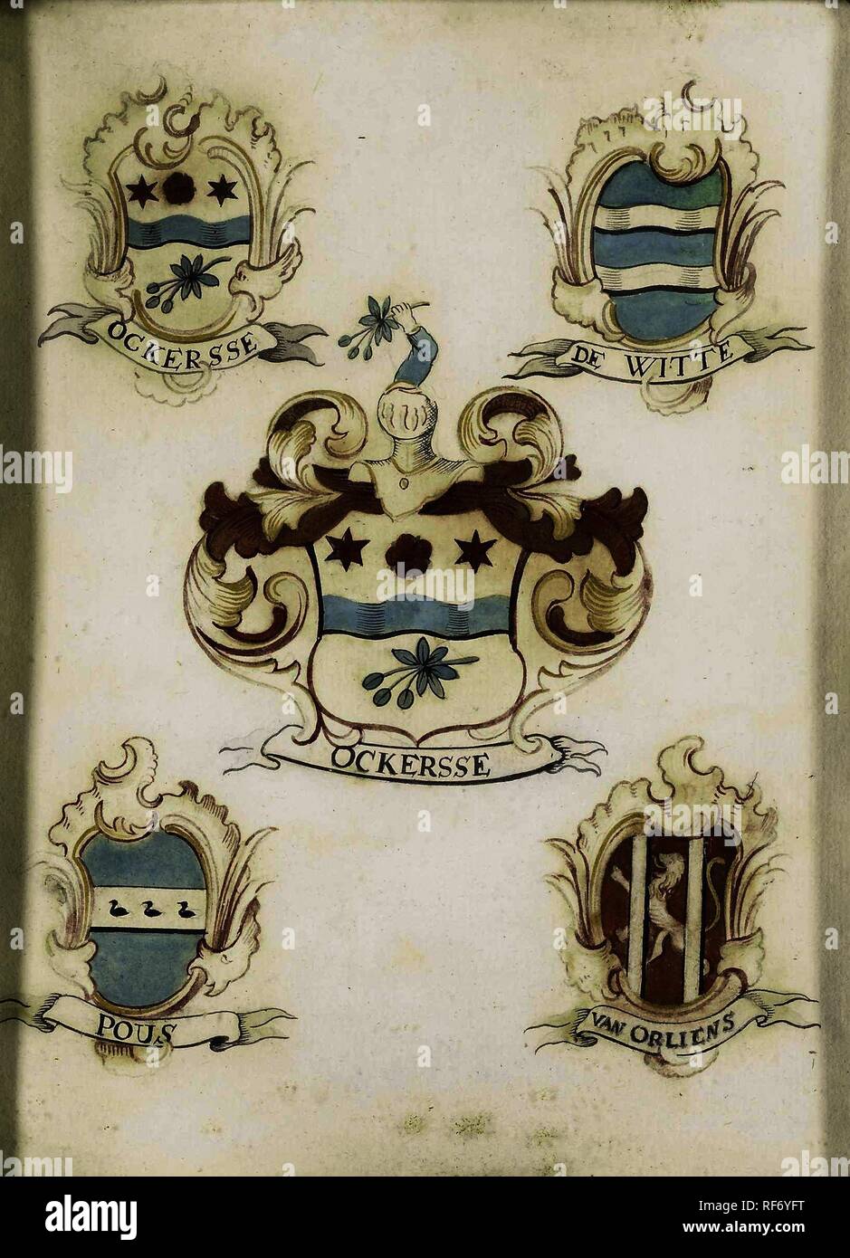 The coat of arms of a female member of the Ockersse family, married to ...