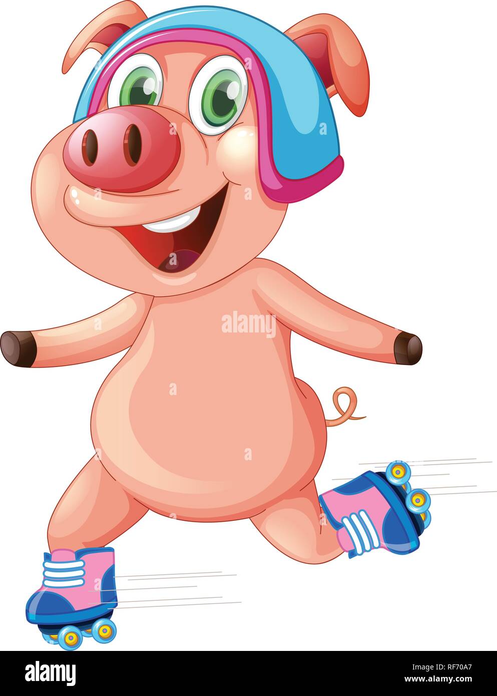 Happy pig playing roller skate illustration Stock Vector Image & Art ...