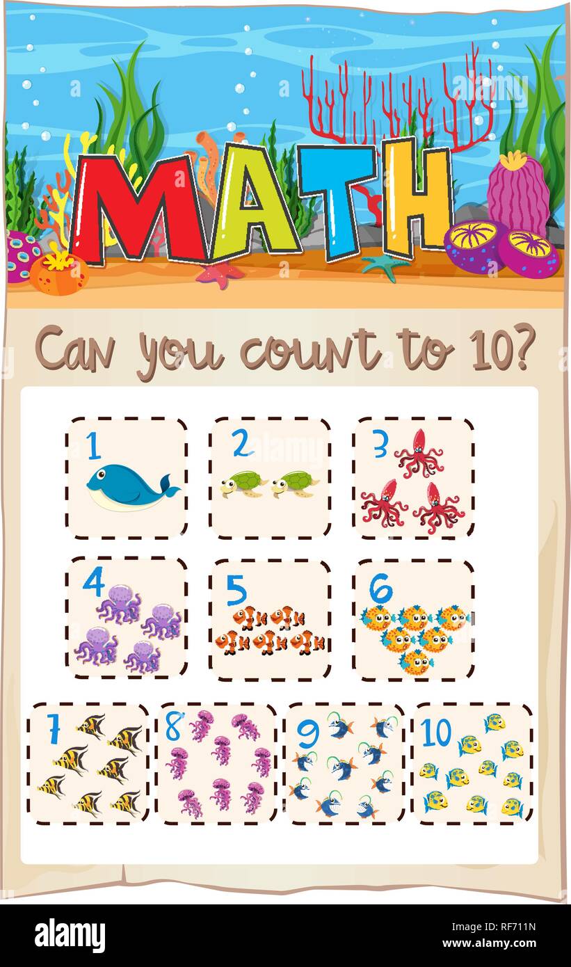 Count number math to ten illustration Stock Vector Image & Art - Alamy