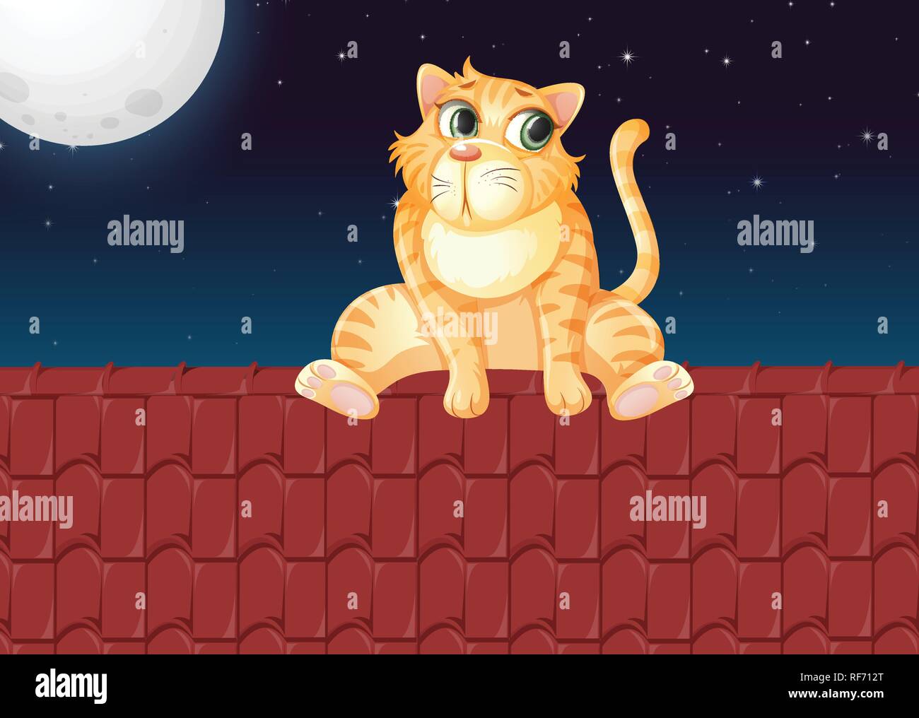 A cat on the roof illustration Stock Vector Image & Art - Alamy