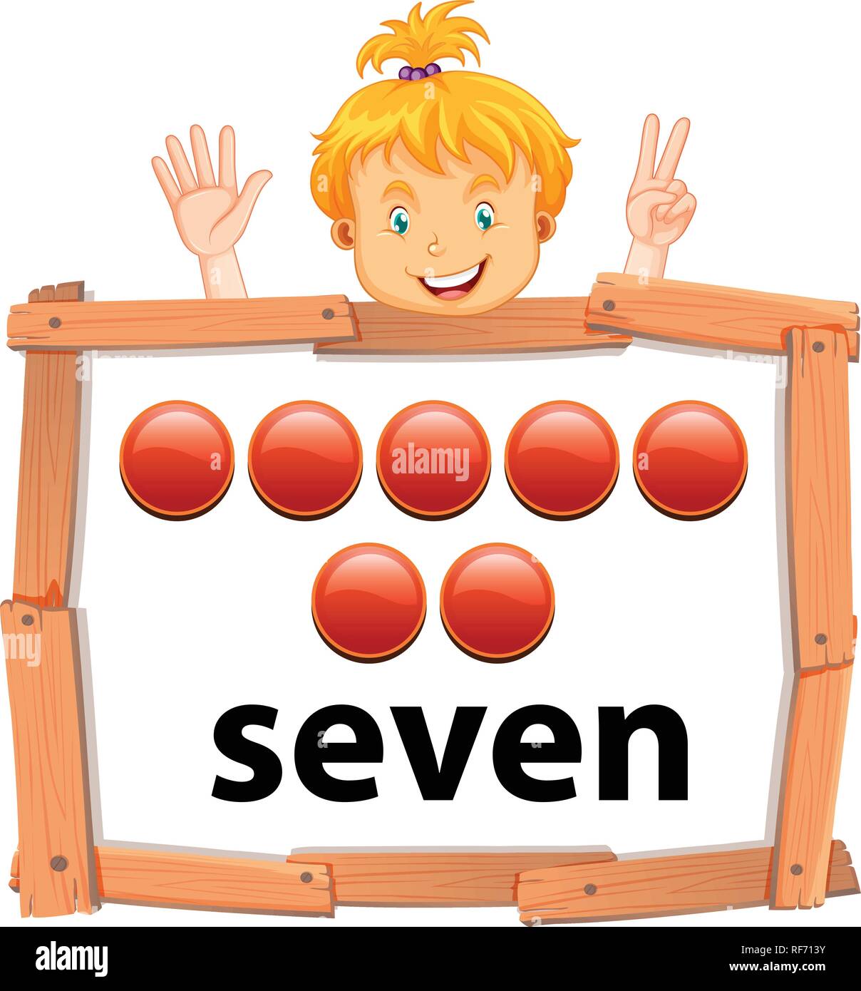 Girl showing number seven banner illustration Stock Vector Image & Art ...