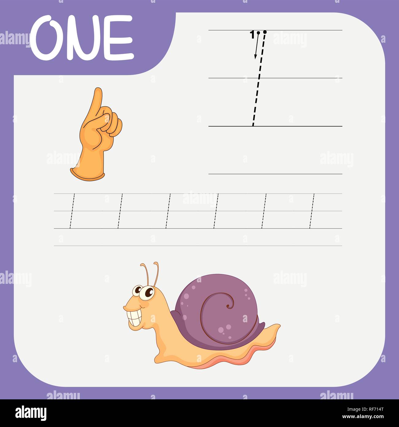 Math writing practise number one illustration Stock Vector Image & Art ...