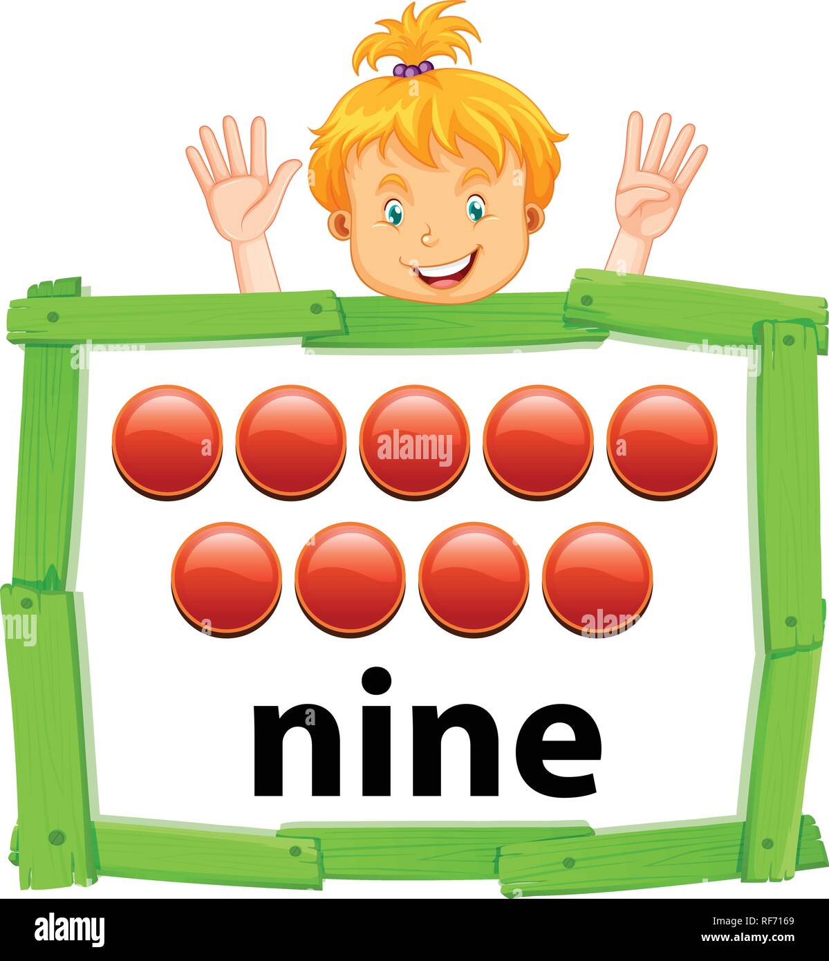 Girl counting number nine illustration Stock Vector Image & Art - Alamy