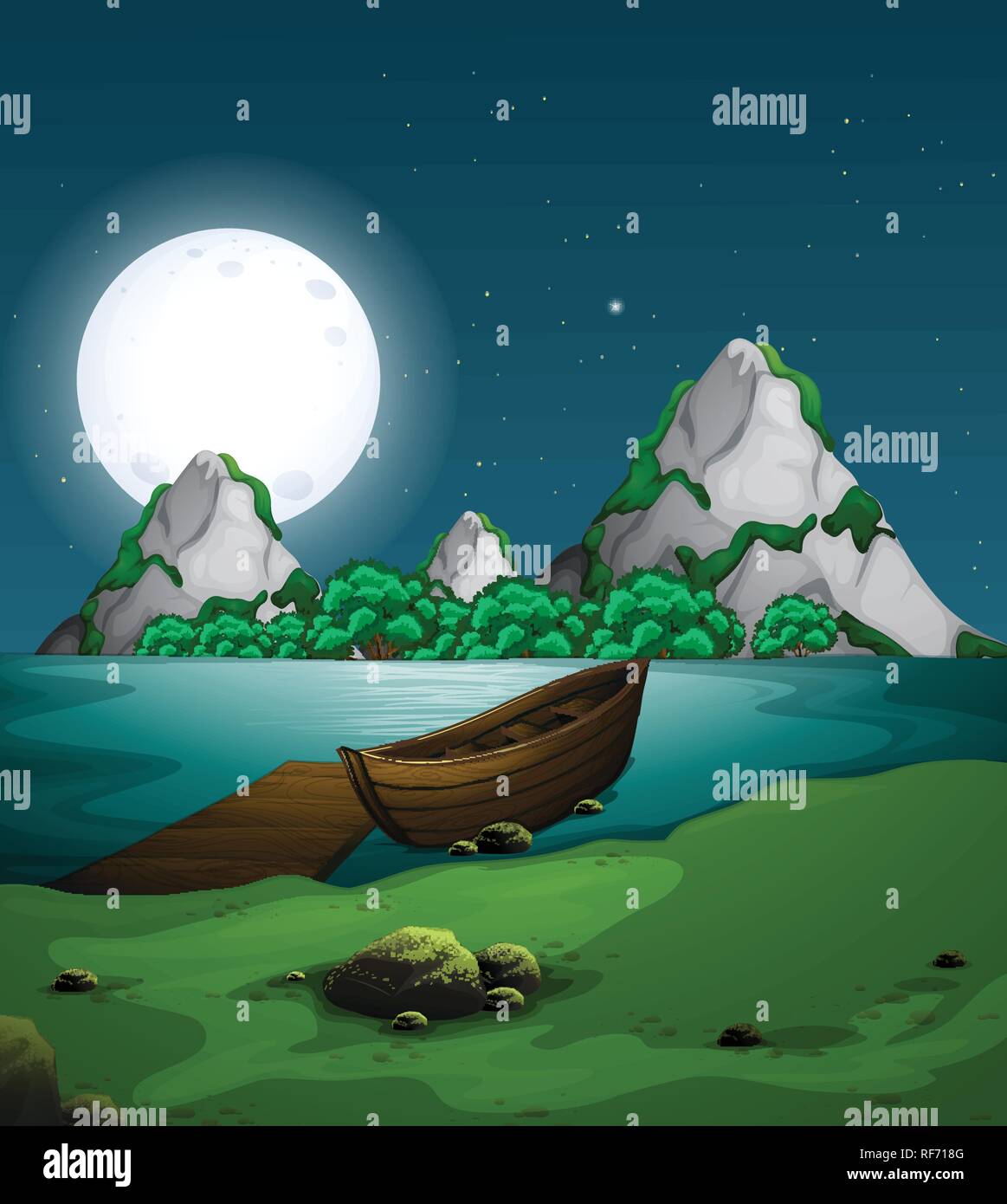 Illustration boat dock lake Stock Vector Images - Alamy