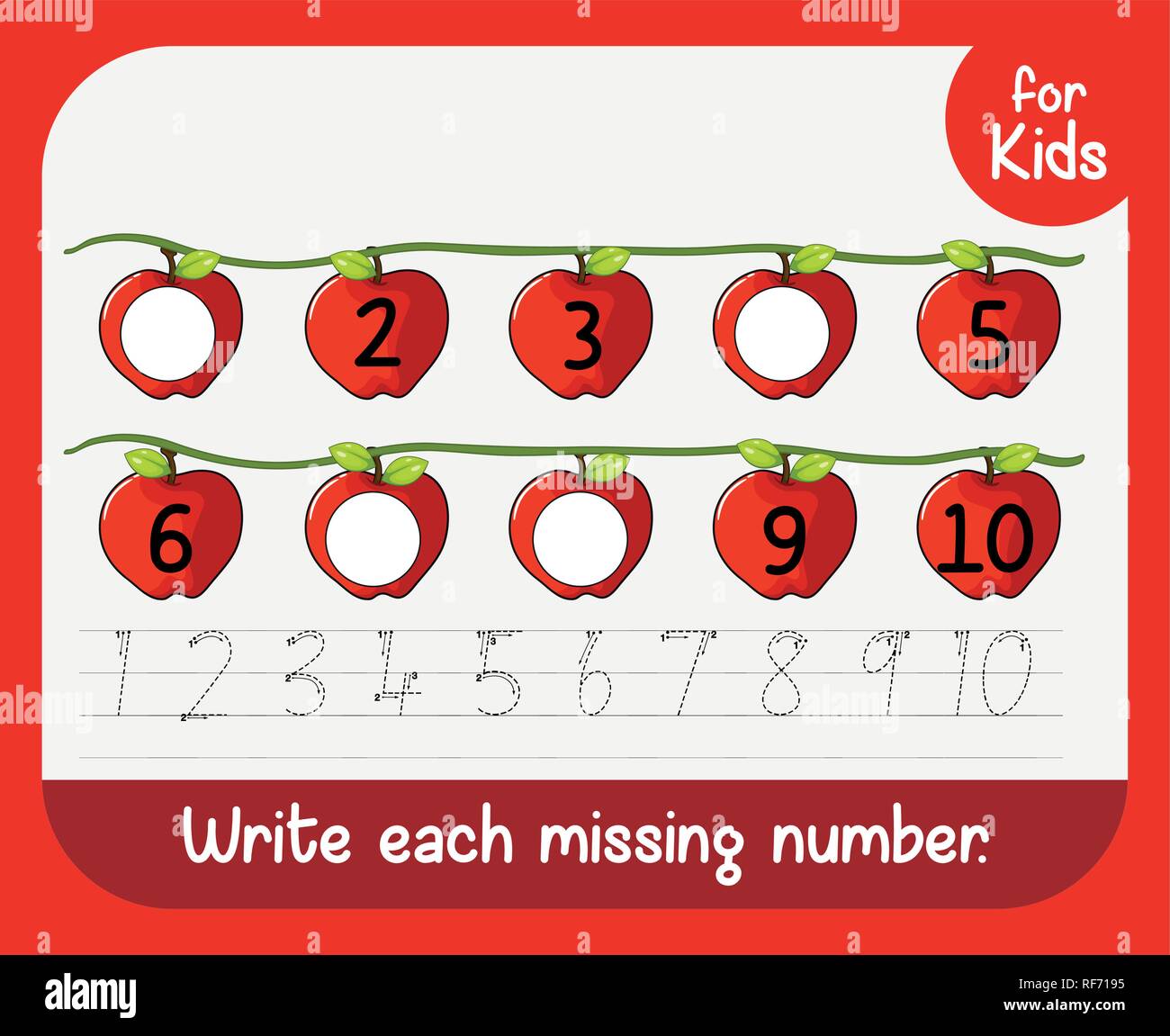 Write missing number worksheet illustration Stock Vector Image & Art ...