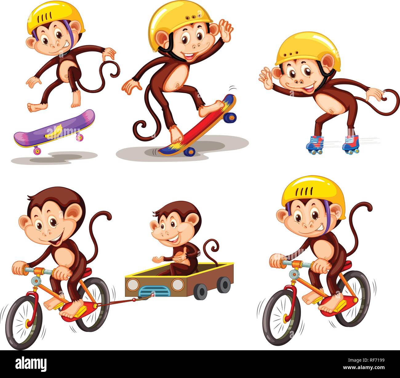 Set of monkey character with activity illustration Stock Vector Image ...