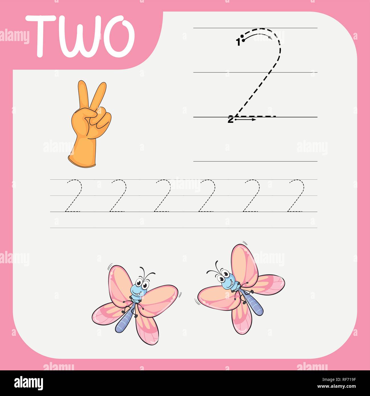 How to write number two worksheet illustration Stock Vector Image & Art ...