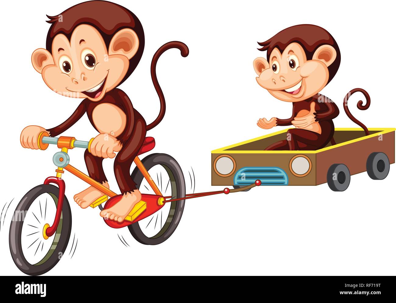 Monkey riding bicycle on white background illustration Stock Vector ...