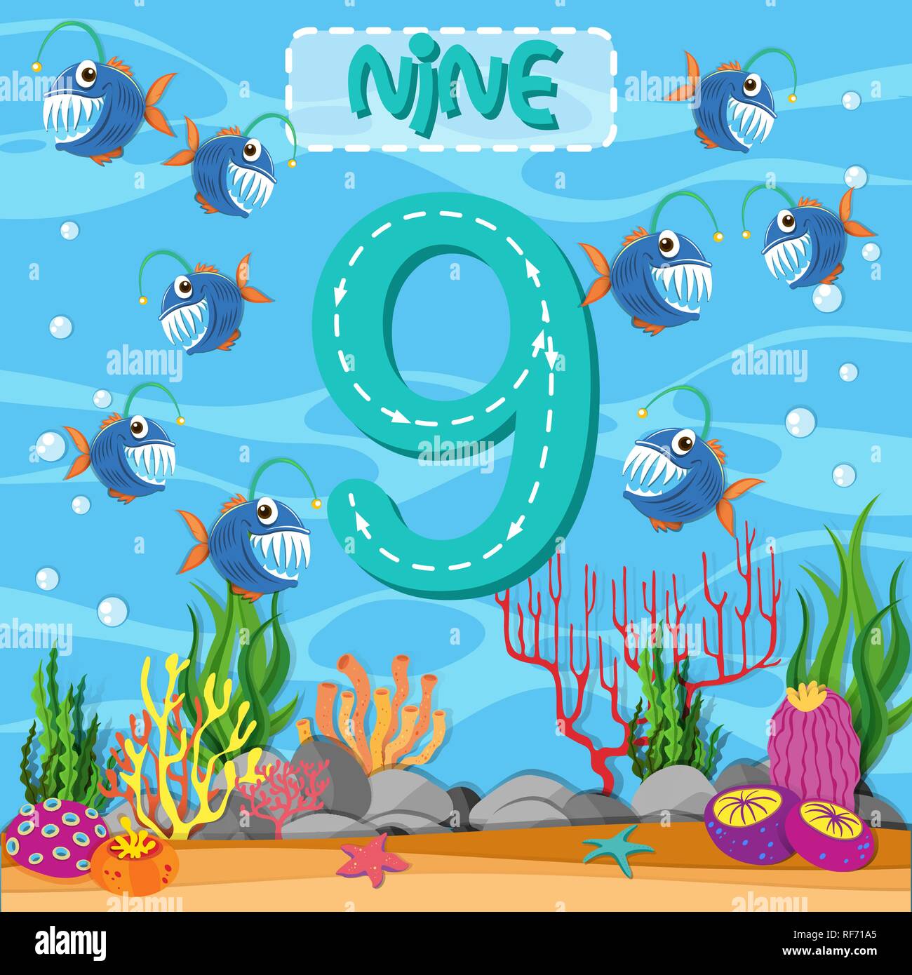 How to write number nine illustration Stock Vector Image & Art - Alamy