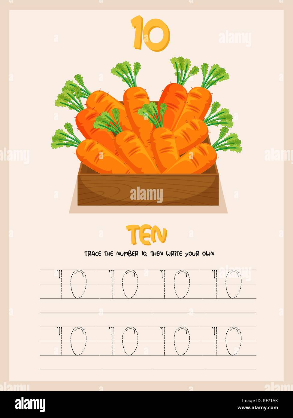 Writing practise number ten illustration Stock Vector Image & Art - Alamy