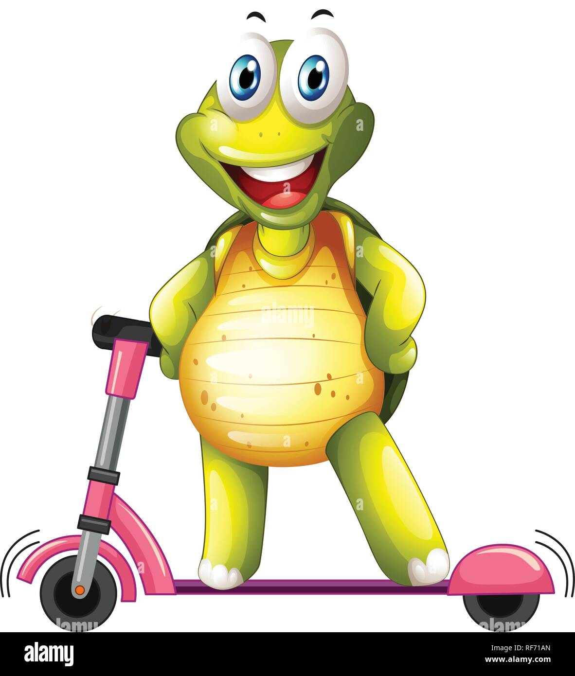 A happy turtle on kick scooter illustration Stock Vector Image & Art ...
