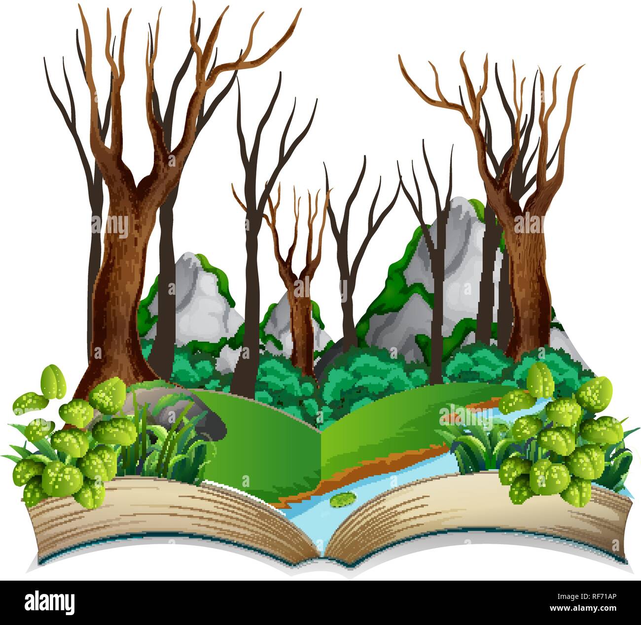 Open book jungle theme illustration Stock Vector Image & Art - Alamy