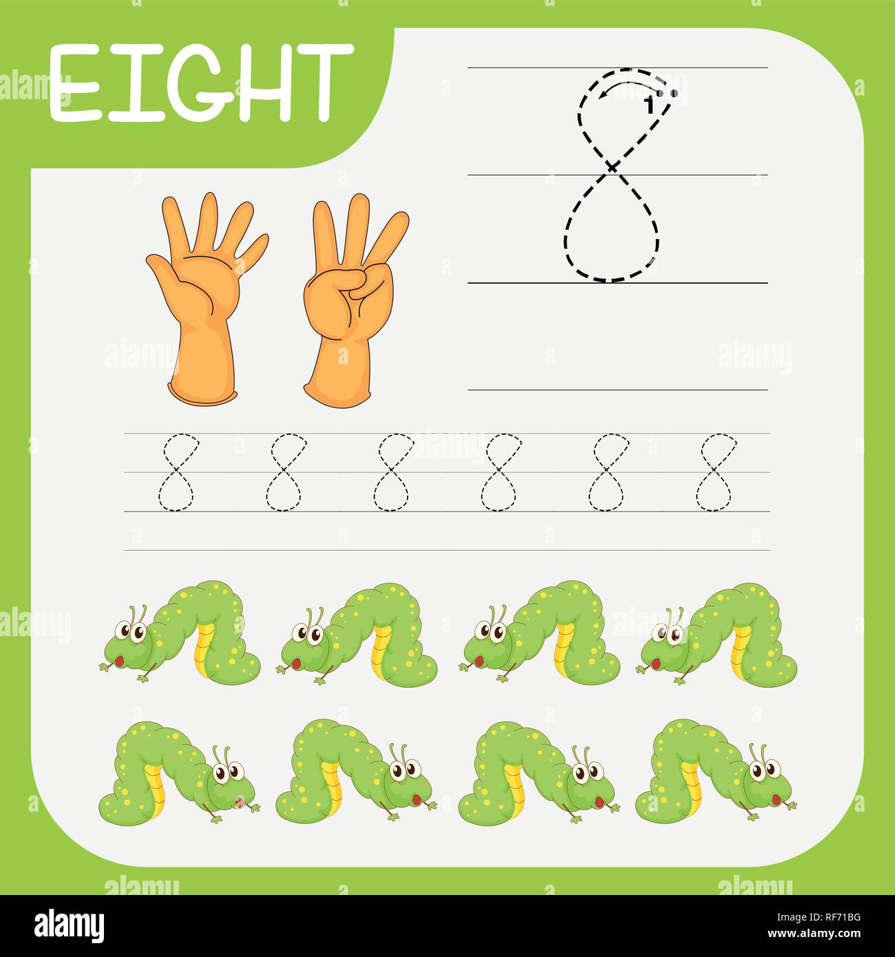 Writing practise number eight illustration Stock Vector Image & Art - Alamy