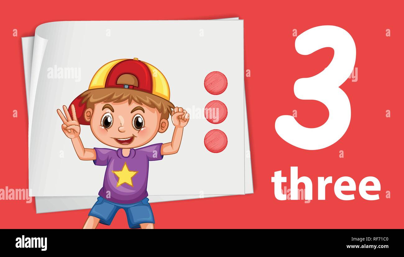 Boy on number three template illustration Stock Vector Image & Art - Alamy