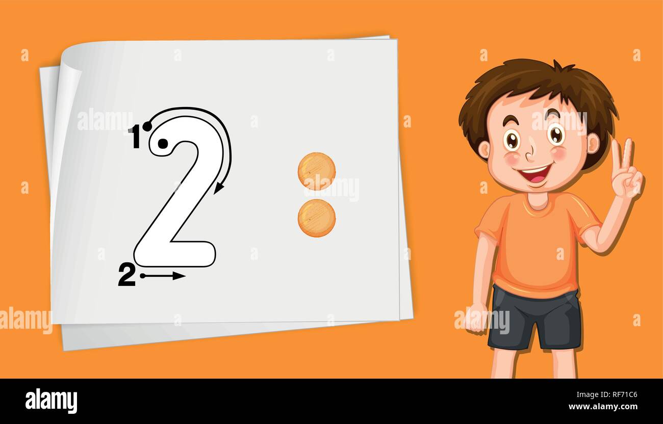 Number two writing practise illustration Stock Vector Image & Art - Alamy
