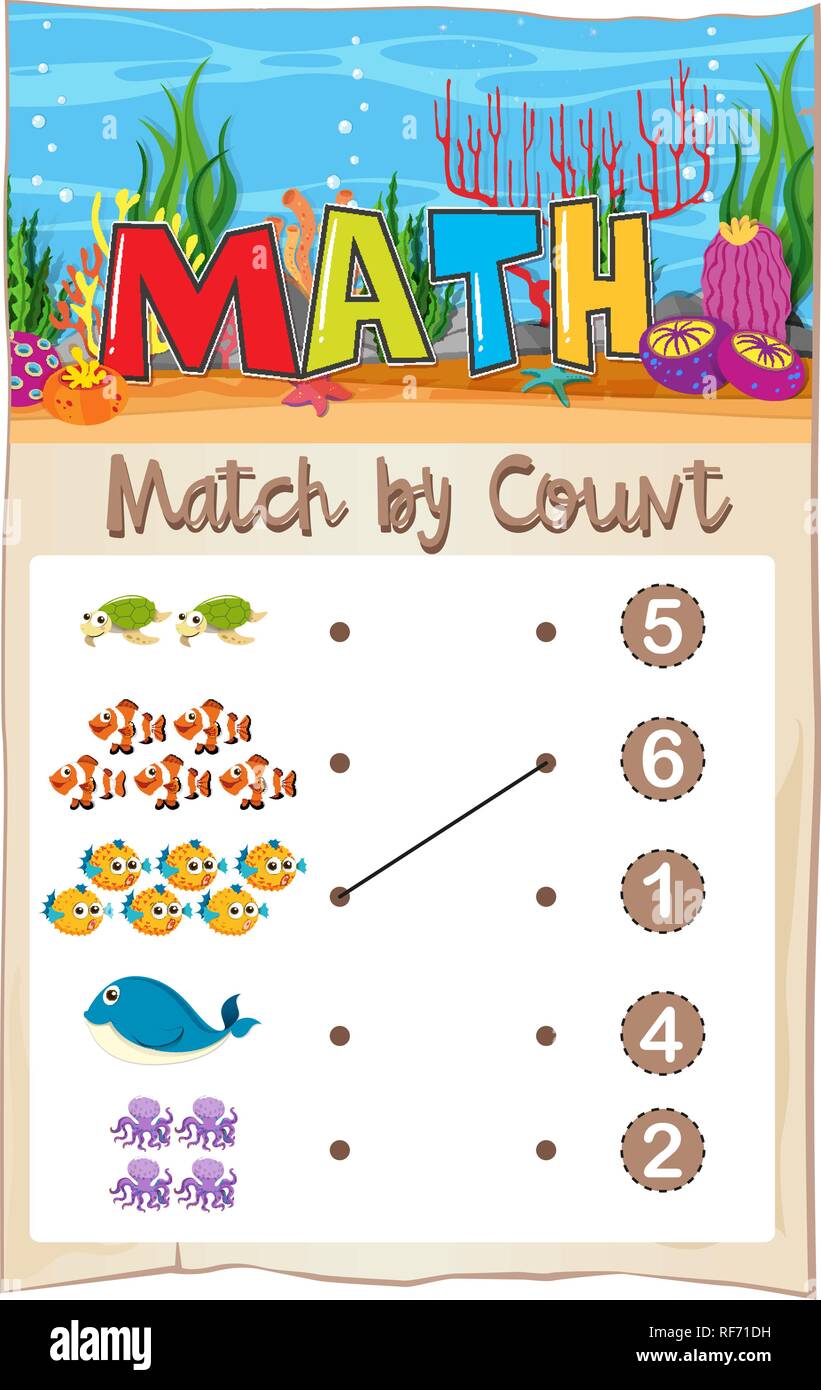 Math matching number worksheet illustration Stock Vector Image & Art ...