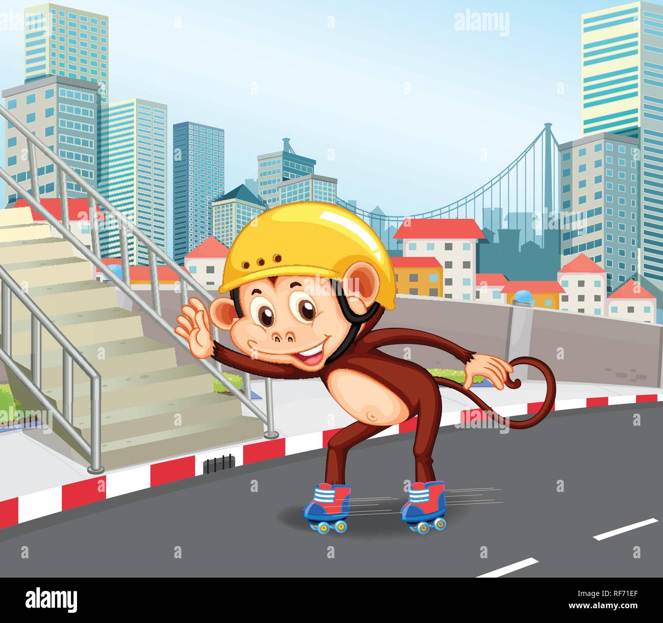 A monkey playing roller skate illustration Stock Vector Image & Art - Alamy