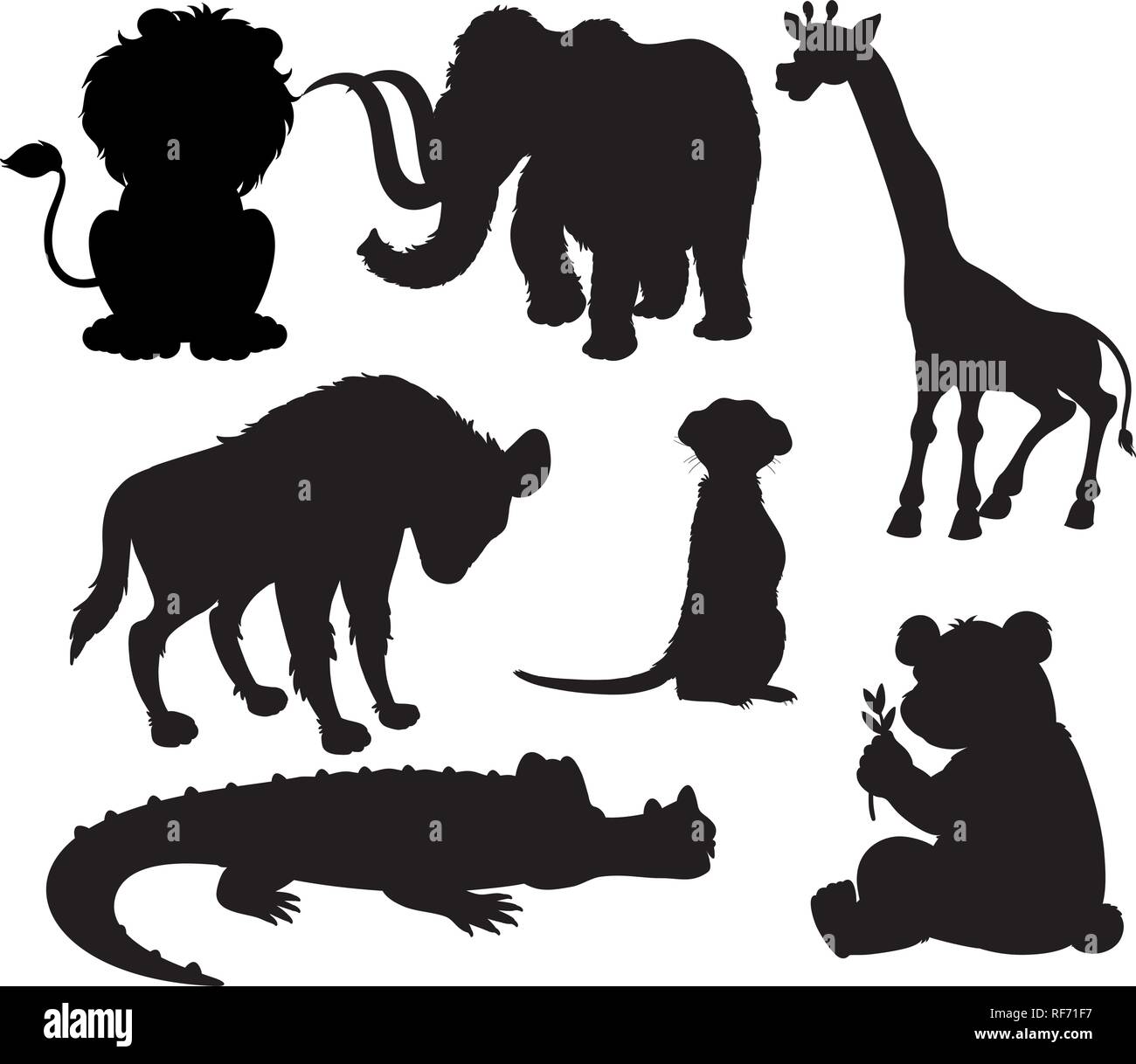 Set of silhouette wild animal illustration Stock Vector Image & Art - Alamy