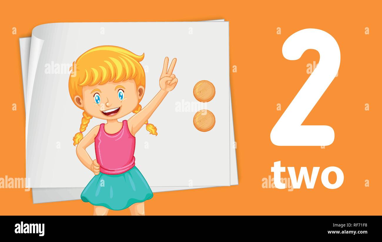 Girl showing number two illustration Stock Vector Image & Art - Alamy